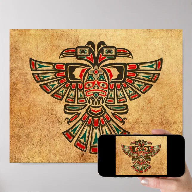 Aged and Worn Haida Two Headed Spirit Bird Poster | Zazzle