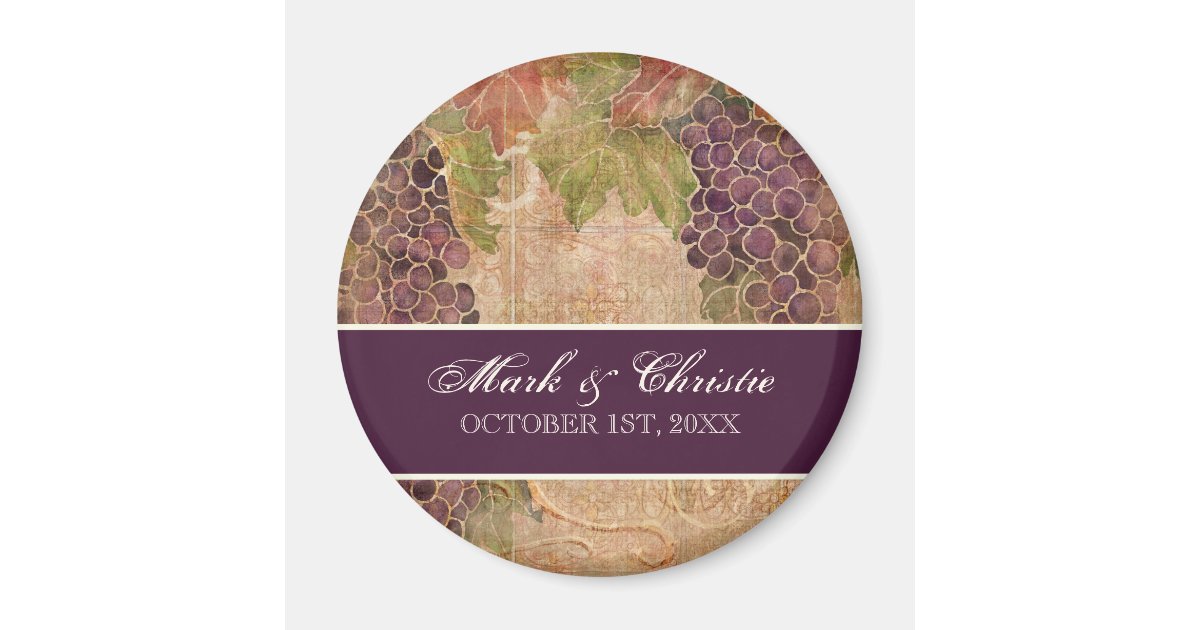 Aged Grape Vineyard Wedding Magnet | Zazzle