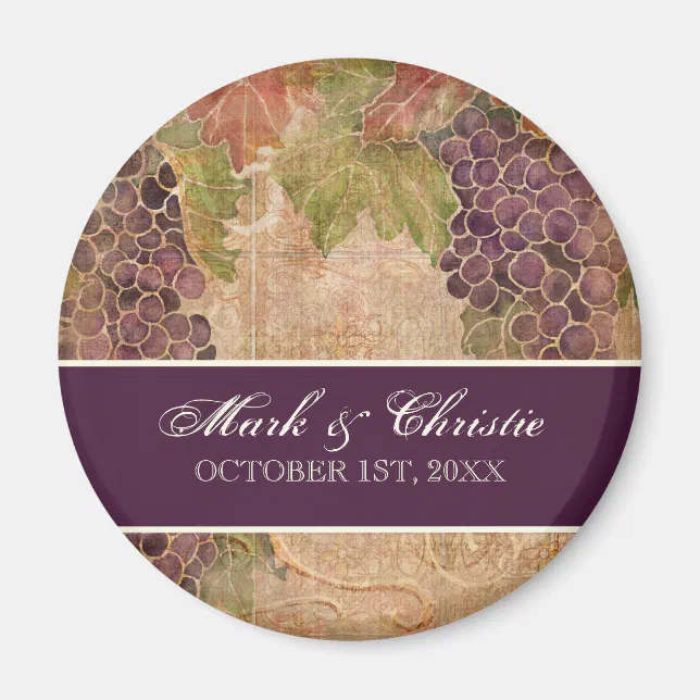 Aged Grape Vineyard Wedding Magnet | Zazzle