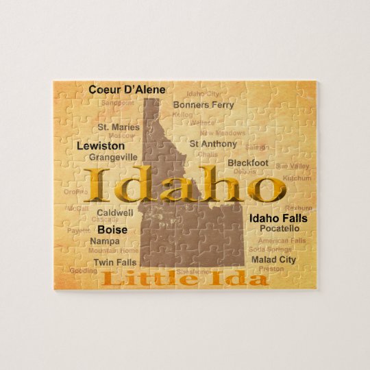 Aged Idaho State Pride Map Silhouette Jigsaw Puzzle | Zazzle.com