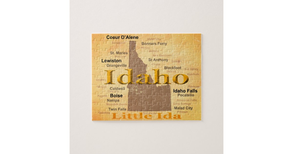 Aged Idaho State Pride Map Silhouette Jigsaw Puzzle | Zazzle