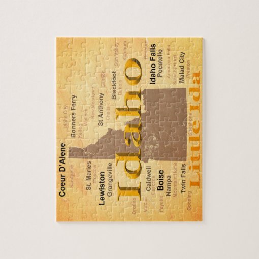 Aged Idaho State Pride Map Silhouette Jigsaw Puzzle | Zazzle