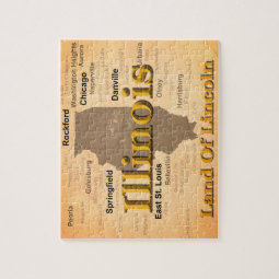 Aged Illinois State Pride Map Silhouette Jigsaw Puzzle | Zazzle