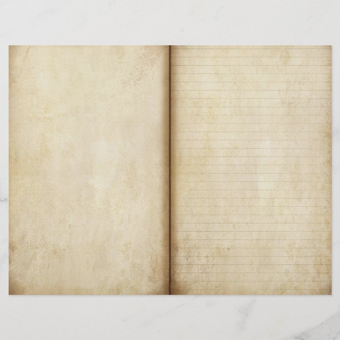 Aged Lined Parchment Journal Pages Scrapbook Paper | Zazzle
