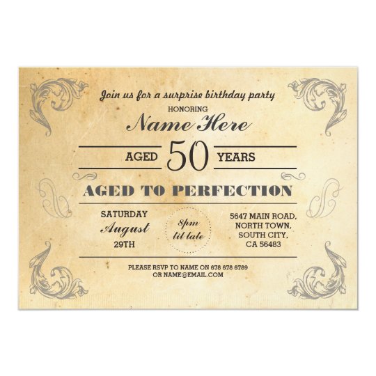 Aged To Perfection Birthday Any Age Vintage Mens Invitation