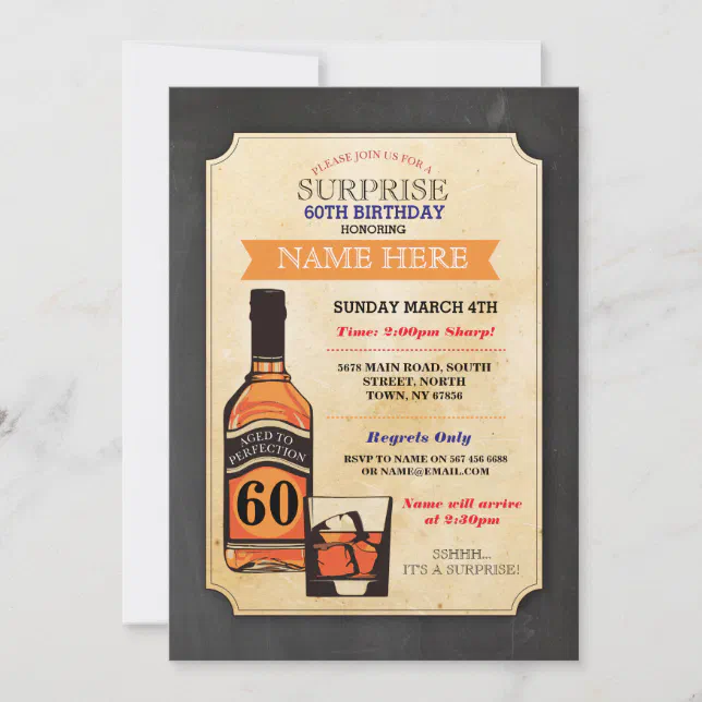 Aged to Perfection Birthday Cheers Whisky Invite | Zazzle