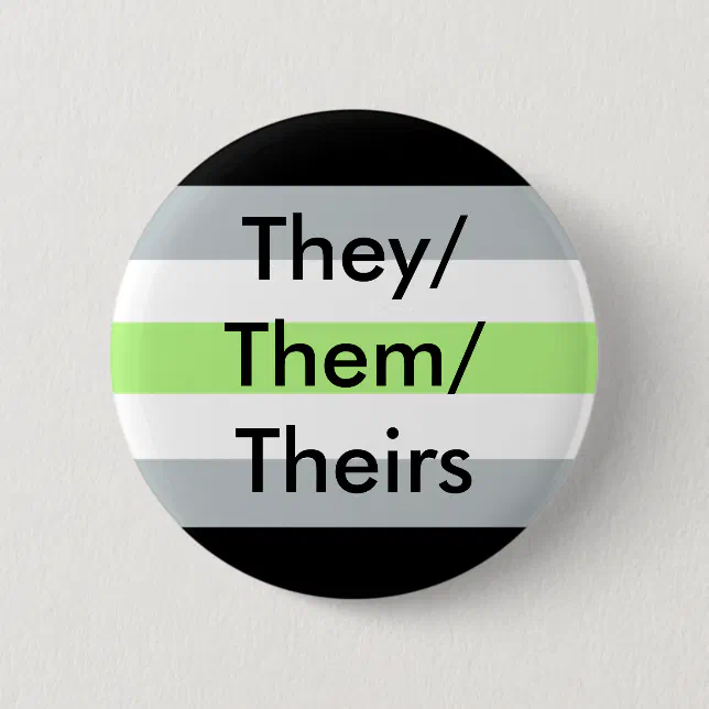 Agender Flag They/Them/Theirs Button | Zazzle