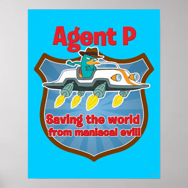 Agent P Saving the world from maniacal evil Car Poster | Zazzle