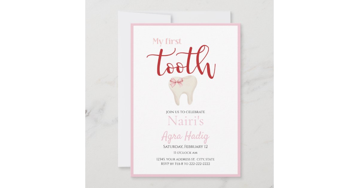 Agra Hadig - Armenian First Tooth pink - Invitation | Zazzle