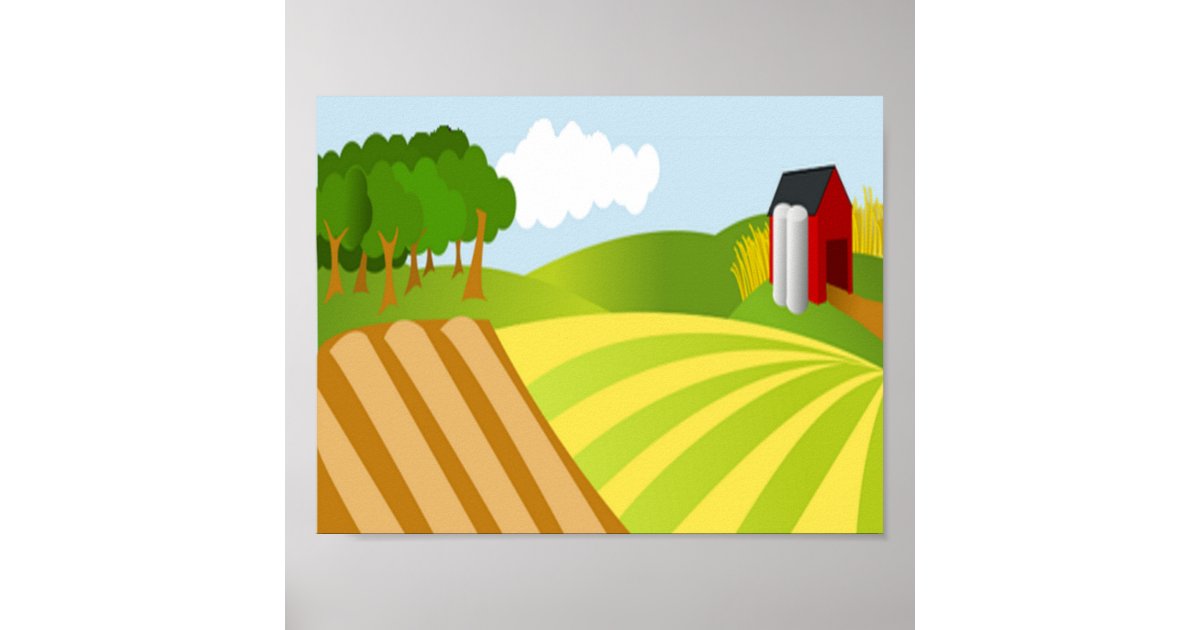 agricultural land drawing poster | Zazzle