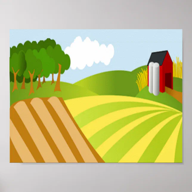agricultural land drawing poster | Zazzle