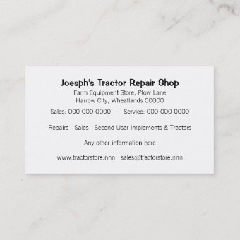 Agricultural tractors business card | Zazzle