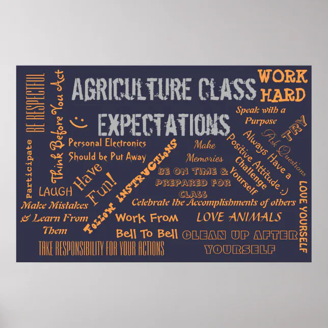 Agriculture Teacher Classroom Expectations / Rules Poster | Zazzle