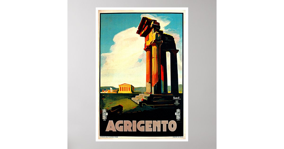 Agrigento Sicily Italy Travel Art Poster | Zazzle