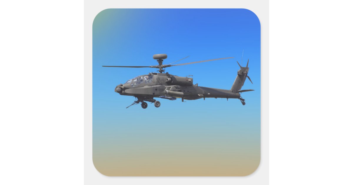 AH-64 Apache Helicopter Square Sticker | Zazzle