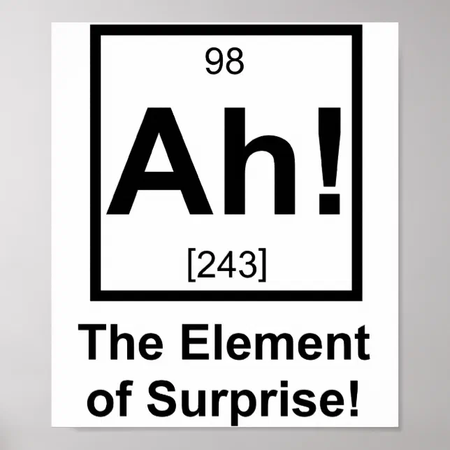 Ah the Element of Surprise Periodic Element Symbol Poster | Zazzle
