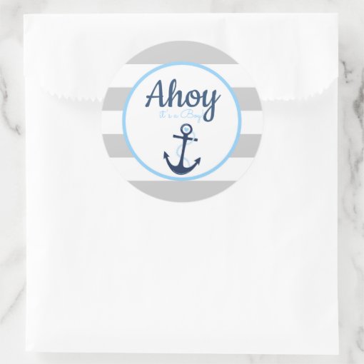 Ahoy it's a Boy Nautical Anchor Favor Tag Sticker | Zazzle
