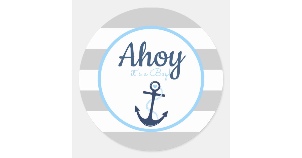Ahoy it's a Boy Nautical Anchor Favor Tag Sticker | Zazzle