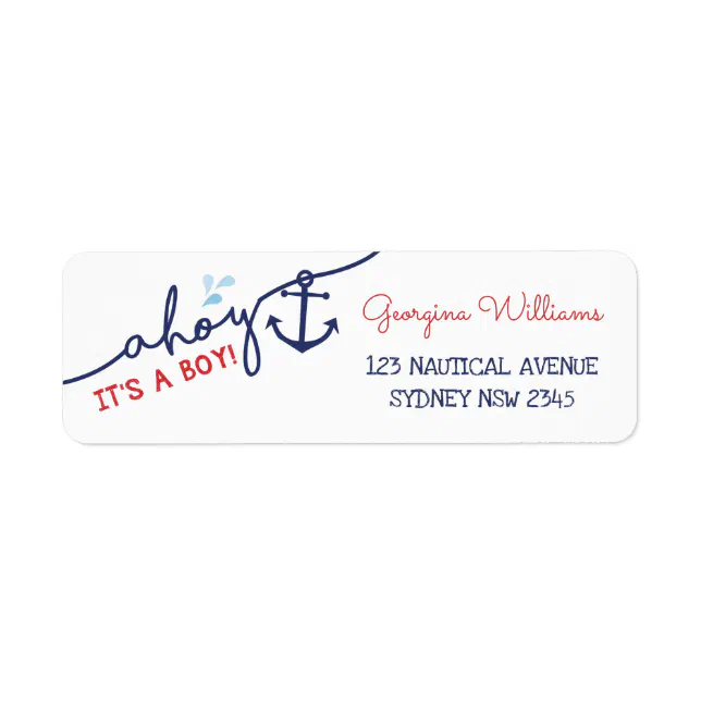 Ahoy It's a Boy Nautical Baby Shower Address Label | Zazzle