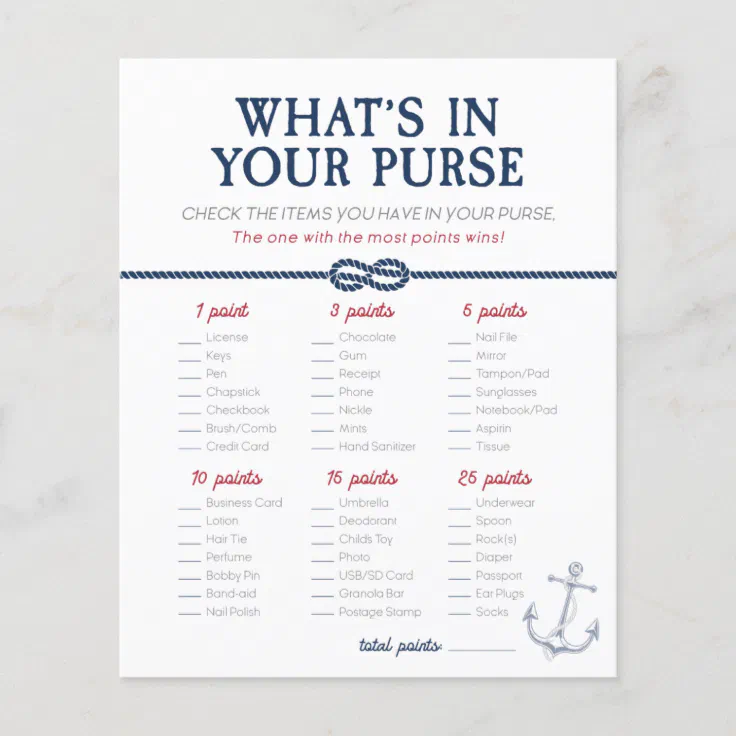 Ahoy It's a Boy Nautical Baby Shower Purse Game | Zazzle
