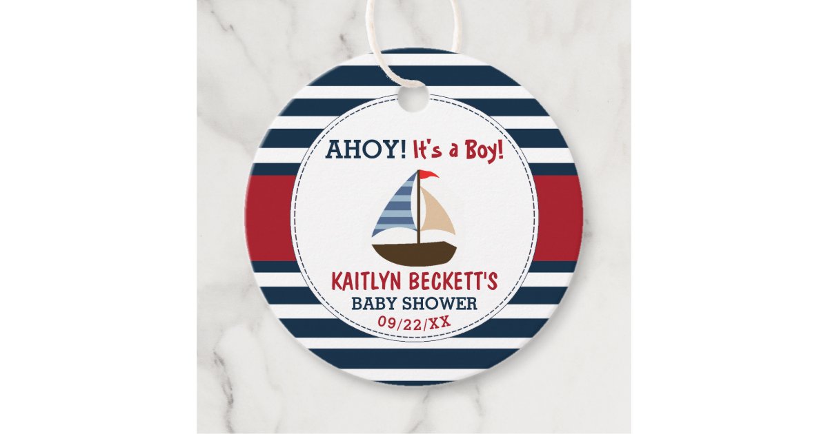 Ahoy It's A Boy! Nautical Boat Baby Shower Favor Tags | Zazzle