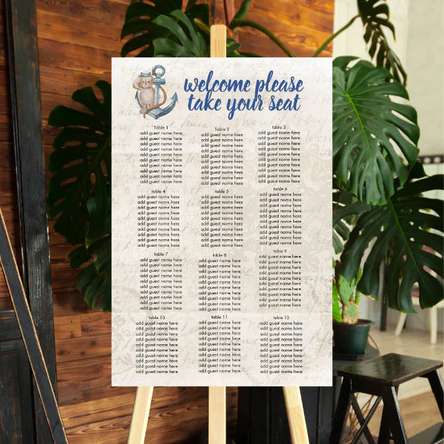 Ahoy It's A Boy Nautical Theme Seating Chart Foam Board | Zazzle