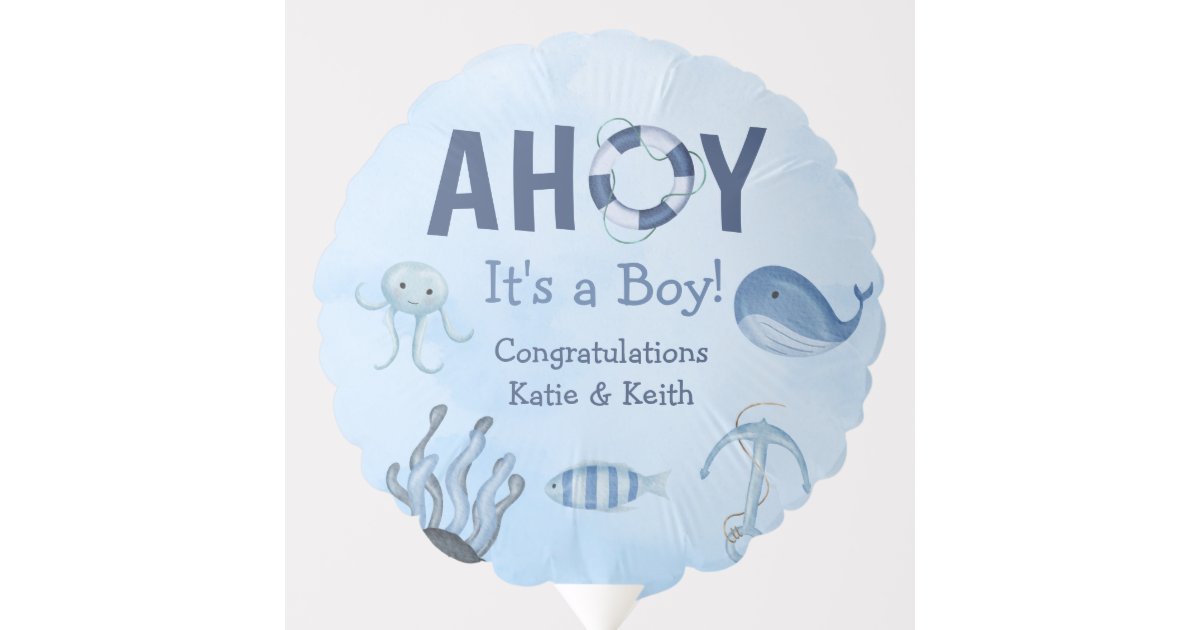 Ahoy It's a Boy Ocean Animals Coastal Baby Shower Balloon | Zazzle