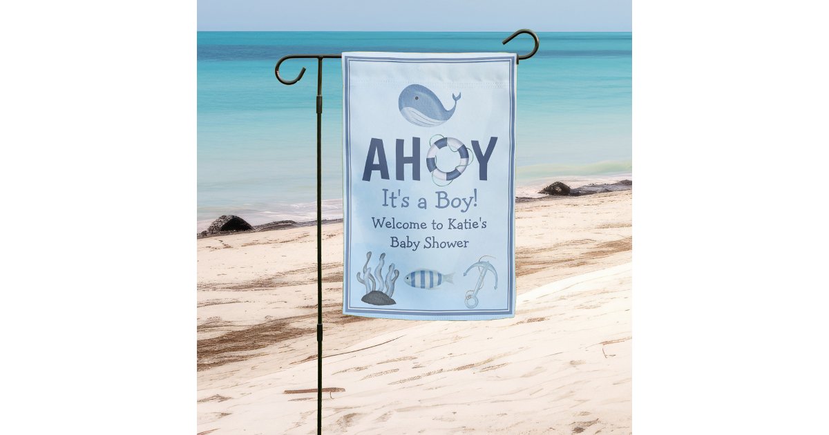 Ahoy It's a Boy Ocean Animals Coastal Baby Shower Garden Flag | Zazzle