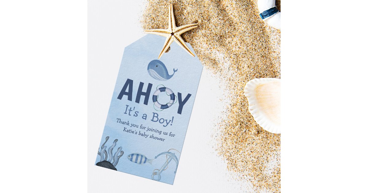 Ahoy It's a Boy Ocean Animals Coastal Baby Shower Gift Tags | Zazzle