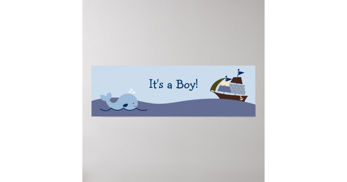 Ahoy Mate Nautical Baby Shower Banner Sign | Zazzle