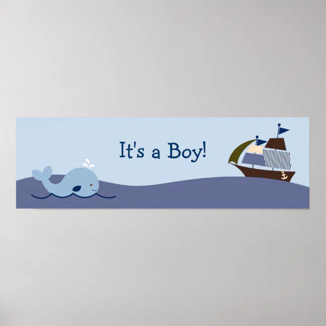 Ahoy Mate Nautical Baby Shower Banner Sign | Zazzle