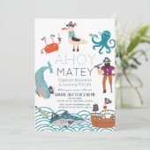 Ahoy Matey Pirate Sea Animal Birthday Invitation | Zazzle