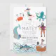 Ahoy Matey Pirate Sea Animals 1st Birthday Invitation | Zazzle