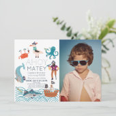 Ahoy Matey Pirate Sea Animals Photo Birthday Invitation | Zazzle