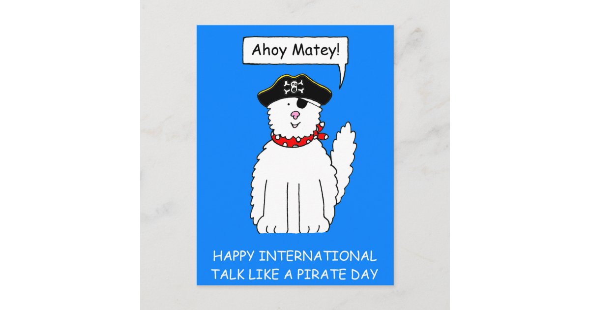 Ahoy Matey Talk like a Pirate Day Cartoon Cat Postcard | Zazzle