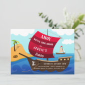 Ahoy Mateys Pirate Ship Kids Birthday Invitation | Zazzle