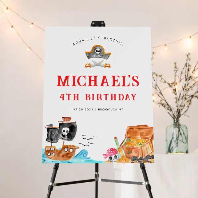 Ahoy Shipmates Treasure Hunt Ship Pirate Birthday Foam Board | Zazzle