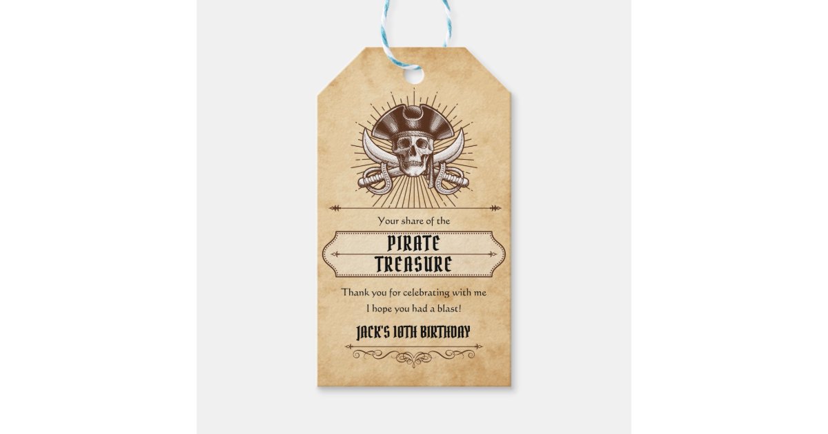 Ahoy There Pirate Birthday Party Favor Tag | Zazzle
