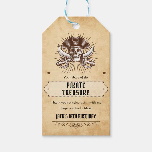 Ahoy There Pirate Birthday Party Favor Tag | Zazzle