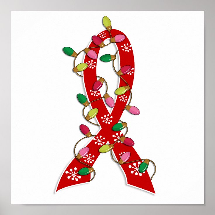 AIDS Christmas Lights Ribbon Poster | Zazzle