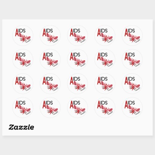 AIDS / HIV Butterfly 3 Awareness Classic Round Sticker | Zazzle