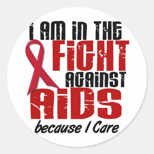 AIDS HIV In The Fight 1 I Care Classic Round Sticker | Zazzle.com