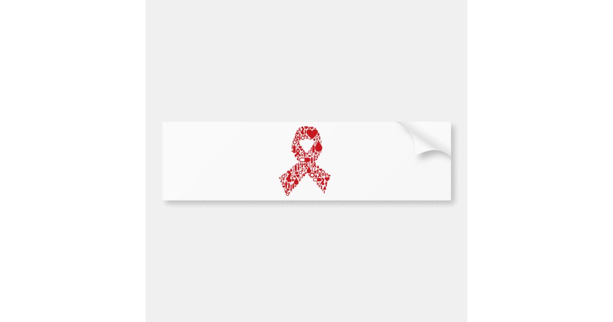 Aids Ribbon Icon Awareness Bumper Sticker | Zazzle