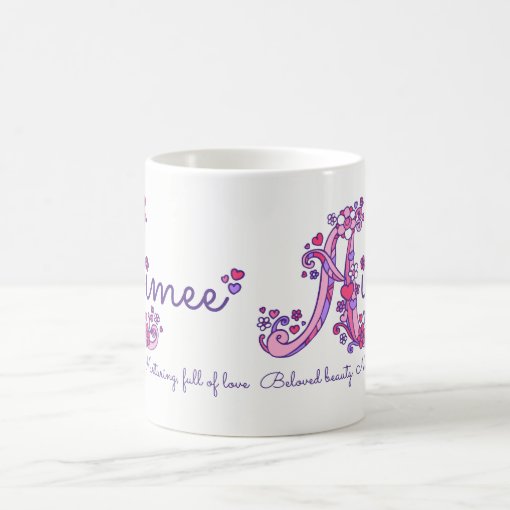 Aimee name meaning decorative A monogram mug | Zazzle