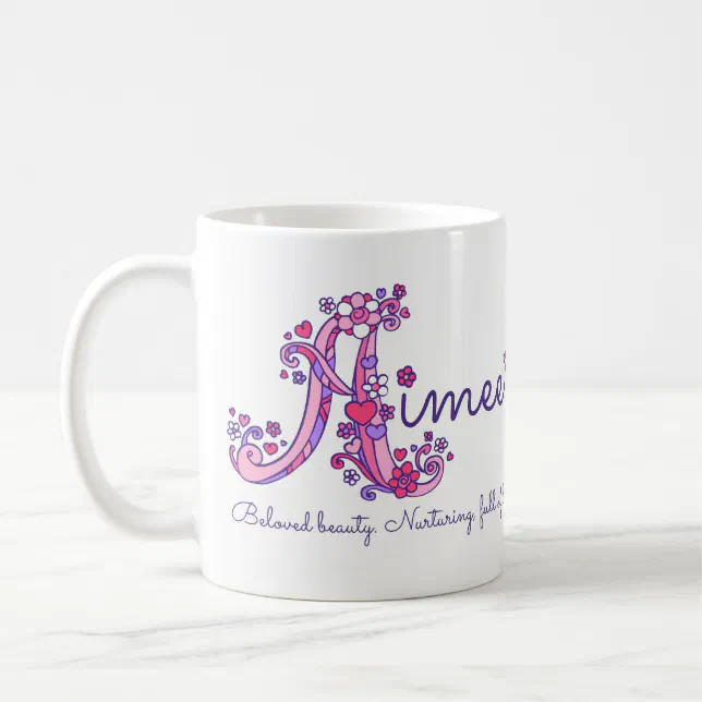 Aimee name meaning decorative A monogram mug | Zazzle