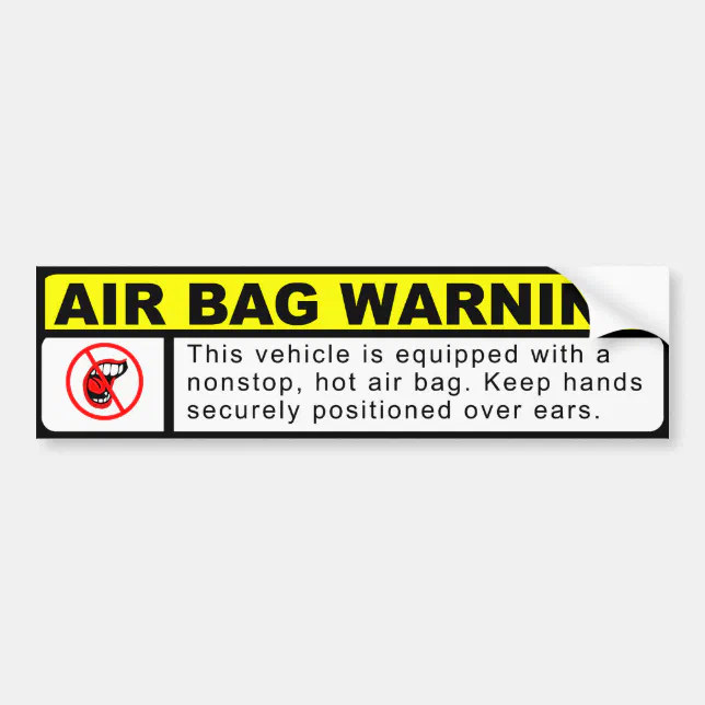 AIR BAG WARNING BUMPER STICKER | Zazzle