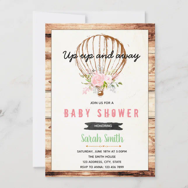 Air balloon baby shower invitation | Zazzle