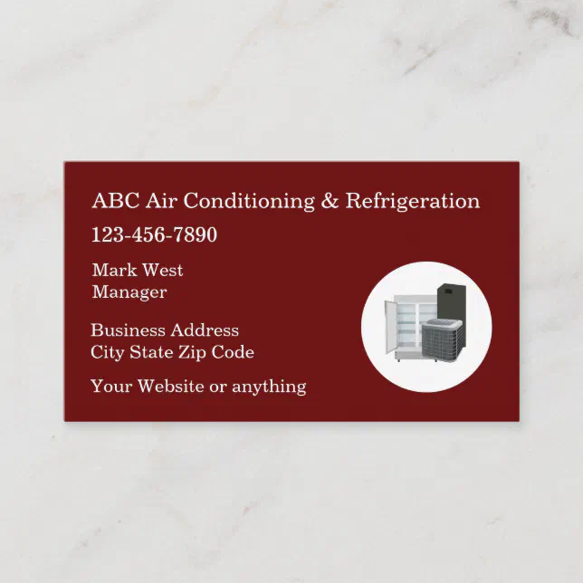 Air Conditioning And Refrigeration Services Business Card | Zazzle