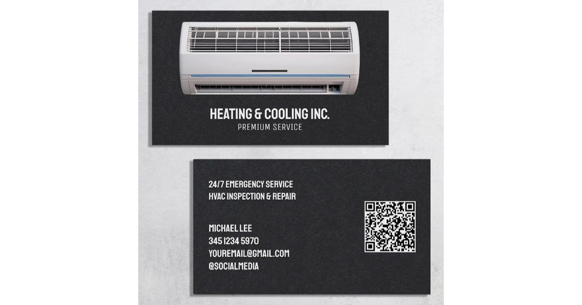 ️ Air Conditioning Custom QR Business Card | Zazzle