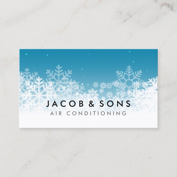 Air Conditioning Heating Cooling Snowflakes Business Card | Zazzle